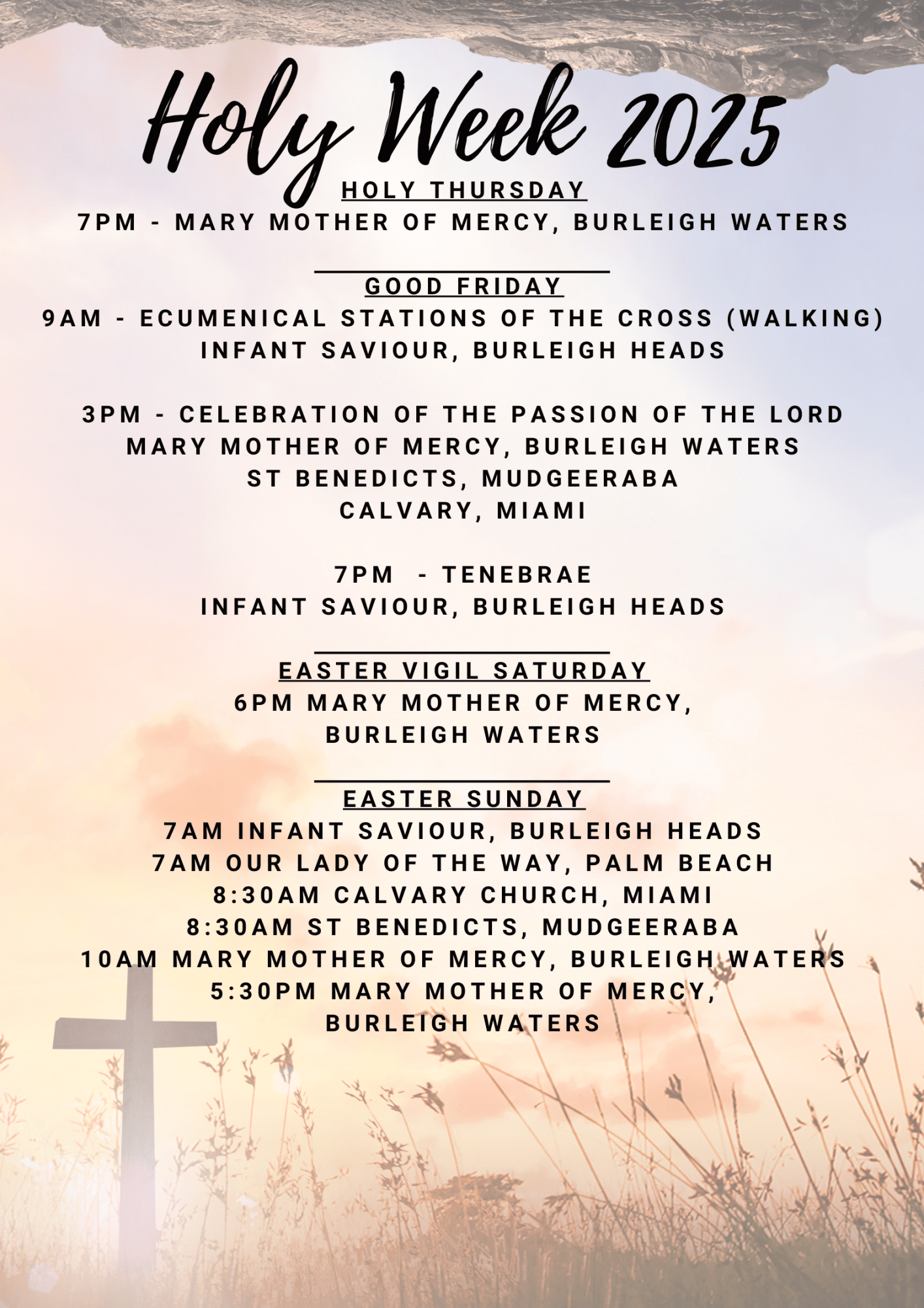 Easter Mass Times – Burleigh Heads Parish
